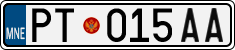 PT 015AA, (Petnjica) License plate of Montenegro