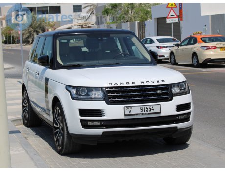 V 91554, Land Rover Range Rover (Dubai) License plate of the UAE