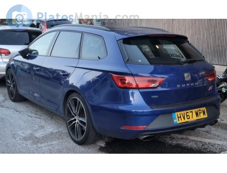 HV67 WPW, SEAT Leon (Portsmouth) License plate of the United Kingdom