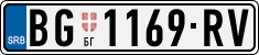 BG 1169-RV, Mercedes-Benz B-Klasse (Belgrade) License plate of Serbia