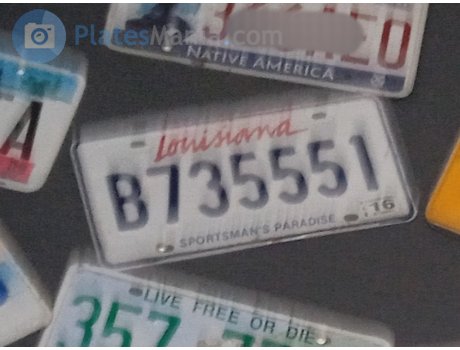 B735551, License plate without vehicle (Louisiana) License plate of the USA