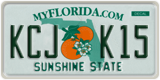 KCJ K15, KIA Optima (Florida) License plate of the USA