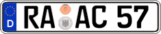 RA AC 57, Lotus Exige (Rastatt District) German license plate