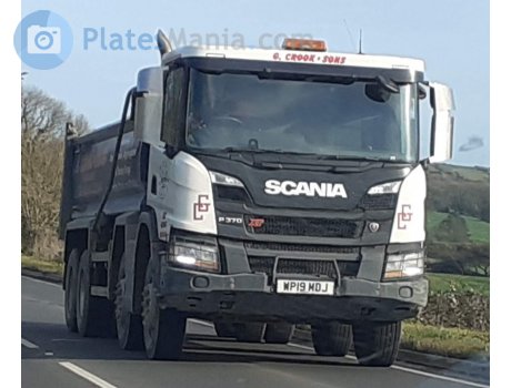 WP19 MDJ, Scania P-series (Bristol) License plate of the United Kingdom