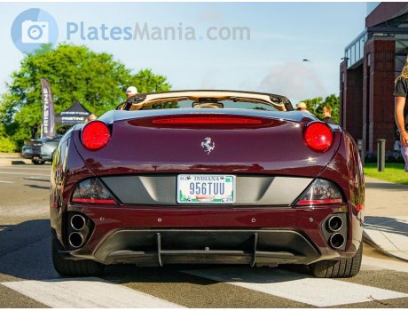 956TUU, Ferrari California (Indiana) License plate of the USA