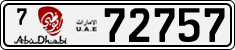 7 72757, Ferrari F8 (Abu Dhabi) License plate of the UAE