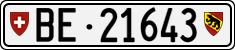 BE 21643, Jaguar Mark-series (Bern) License plate of Switzerland