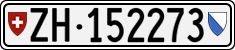 ZH 152273, Dacia Duster (Zurich) License plate of Switzerland