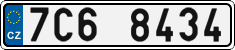7C6 8434, DAF XF (South Bohemian Region). License plate of the Czech ...