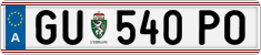 GU 540 PO, DAF XG (Graz-Umgebung District) License plate of Austria