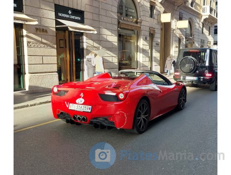 TI 316529, Ferrari 458 (Ticino) License plate of Switzerland