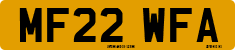MF22 WFA, Toyota Corolla (Manchester) License plate of the United Kingdom