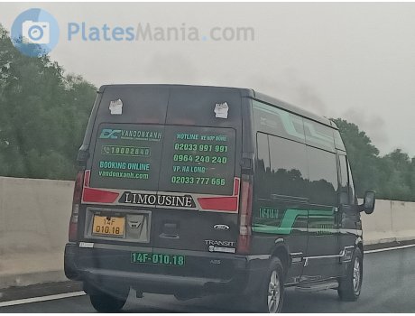 14F-010.18, Ford Transit (Quảng Ninh Province) License plate of Vietnam