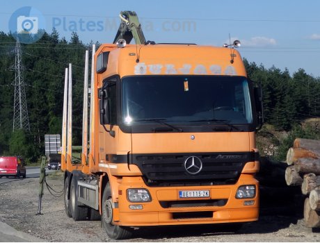UE 115-ZK, Mercedes-Benz Actros (Užice) License plate of Serbia