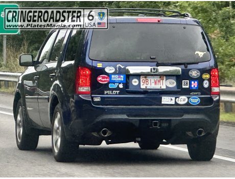 981-WMT, Honda Pilot (Massachusetts) License plate of the USA