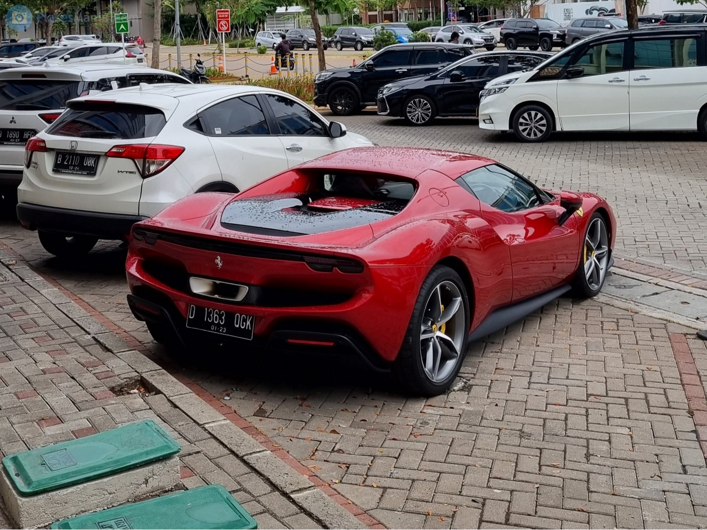 "D 1363 QGK" photos Ferrari 296. Indonesia