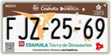FJZ-25-69, Ford EcoSport (Coahuila) License plate of Mexico
