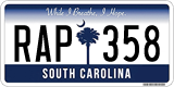 RAP 358, Chevrolet C/K-series (South Carolina) License plate of the USA