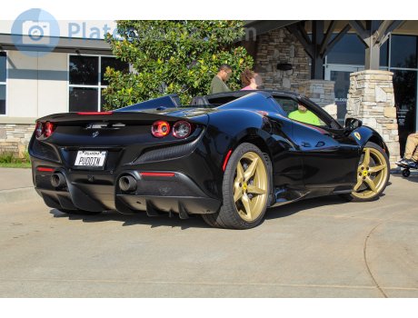 PUDDIN, Ferrari F8 (Oklahoma) License plate of the USA