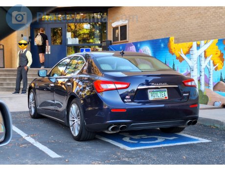 ROYLTEA, Maserati Ghibli (Colorado) License plate of the USA