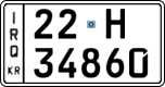 22 H 34860, Chevrolet Camaro (Erbil Governorate) License plate of Iraq