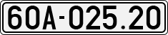 60A-025.20, Hyundai i20 (Đồng Nai Province) License plate of Vietnam