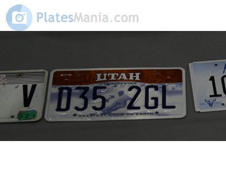 D35 2GL, License plate without vehicle (Utah) License plate of the USA