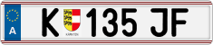 K 135 JF, Renault Thalia (Klagenfurt City) License plate of Austria