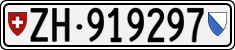 ZH 919297, Toyota Corolla (Zurich) License plate of Switzerland