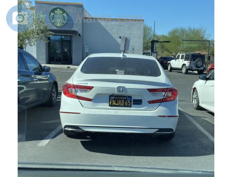 PNJAB 65, Honda Accord (California) License plate of the USA