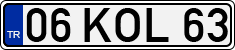 06 KOL 63, Jeep Grand Cherokee (Ankara) License plate of Turkey