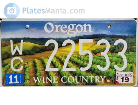 WC 22533, License plate without vehicle (Oregon) License plate of the USA