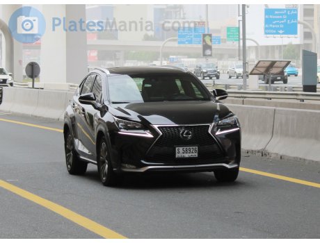 S 58926, Lexus NX (Dubai) License plate of the UAE