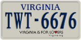 TWT-6676, Toyota Prius (Virginia) License plate of the USA