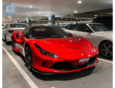 K 47087, Ferrari F8 (Dubai) License plate of the UAE