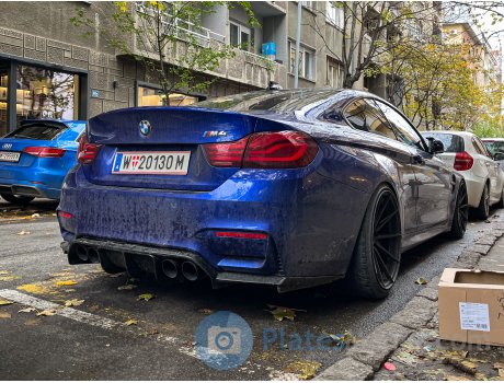 W 20130 M, BMW M4 (Vienna City) License plate of Austria