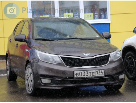 в033те174, KIA Rio (Chelyabinsk Oblast) License plate Russia