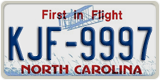 KJF-9997, Ford Mustang (North Carolina) License plate of the USA