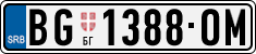 BG 1388-OM, Opel Tigra (Belgrade) License plate of Serbia