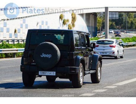 72857|‎د|‎1, Jeep Wrangler (Rabat Prefecture) License plate of Morocco