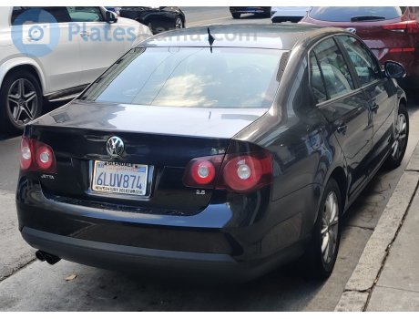 6LUV874, Volkswagen Jetta (California) License plate of the USA