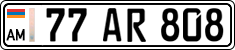 77 AR 808, Neta U , License plate of Armenia