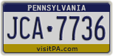 JCA-7736, Toyota Prius (Pennsylvania) License plate of the USA