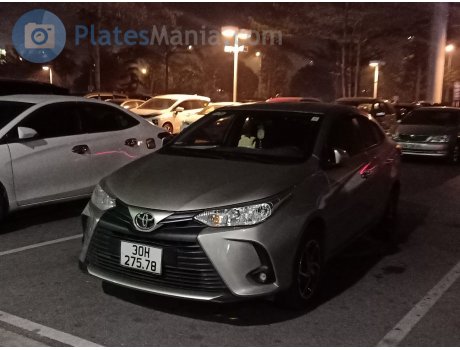 30H-275.78, Toyota Vios (Hanoi Municipality) License plate of Vietnam