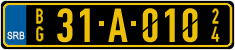 BG 31-A-010, Hyundai Santa Fe (Belgrade) License plate of Serbia