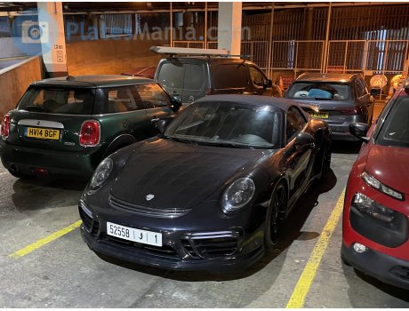 52558|‎و|‎1, Porsche 911 (Rabat Prefecture) License plate of Morocco