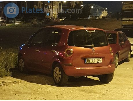 16 YT 209, Renault Modus (Bursa) License plate of Turkey