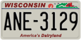 ANE-3129, Hyundai Santa Fe (Wisconsin) License plate of the USA