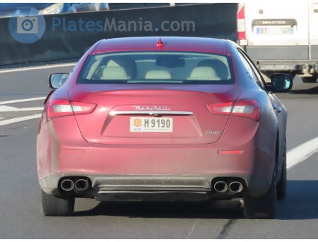 M 9190, Maserati Ghibli , License plate of Andorra