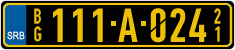 BG 111-A-024, MINI Hatch (Belgrade) License plate of Serbia